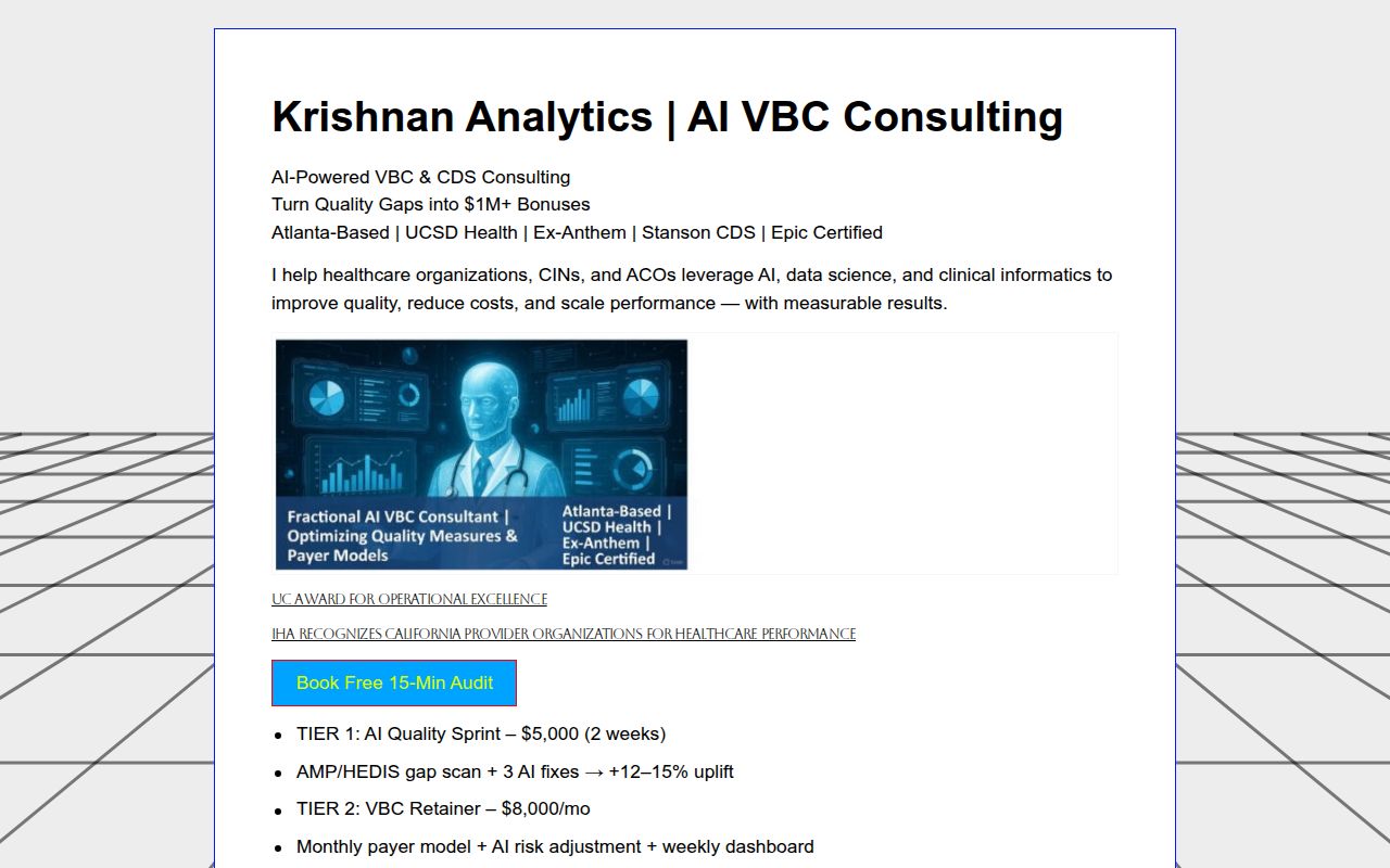Krishnan Analytics | AI VBC Consulting